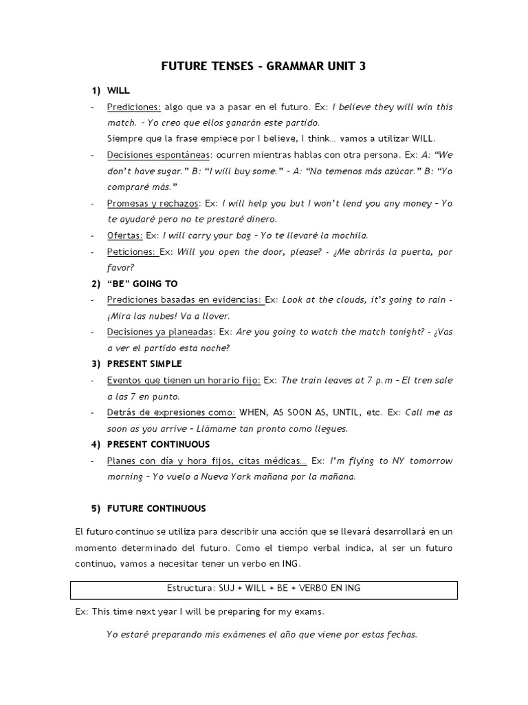 Grammar Unit 3 | PDF | Artes del Lenguaje y Comunicación