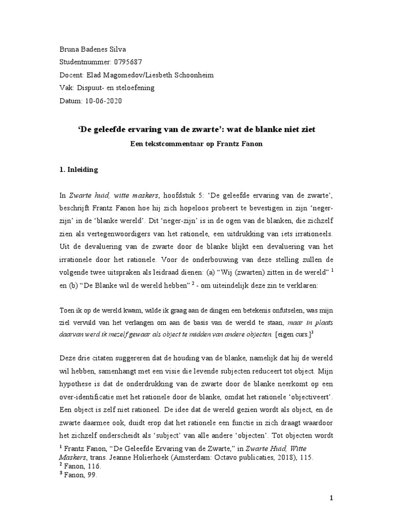 ‘De geleefde ervaring van de zwarte’: wat de blanke niet ziet | PDF