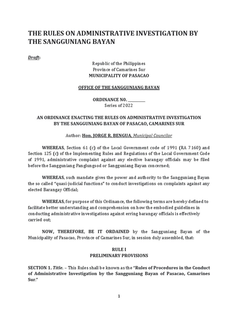 Rules for Administrative Investigations | PDF | Witness | Affidavit