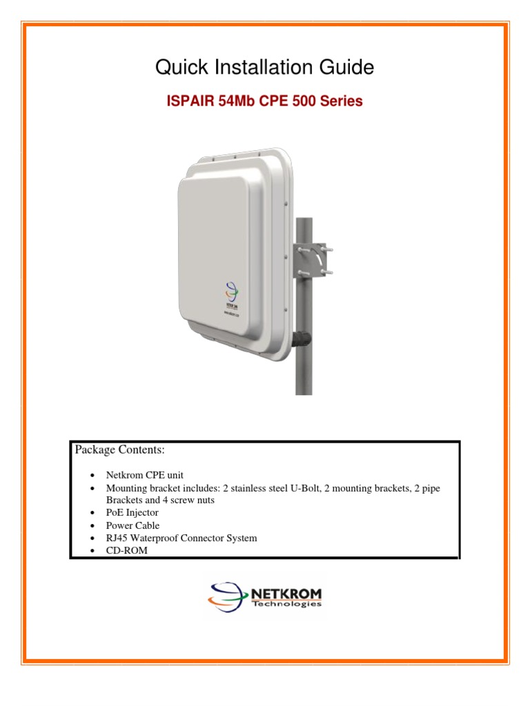 ISPAIR 54Mb CPE 500 Quick Configuration Guide | PDF | Electrical ...