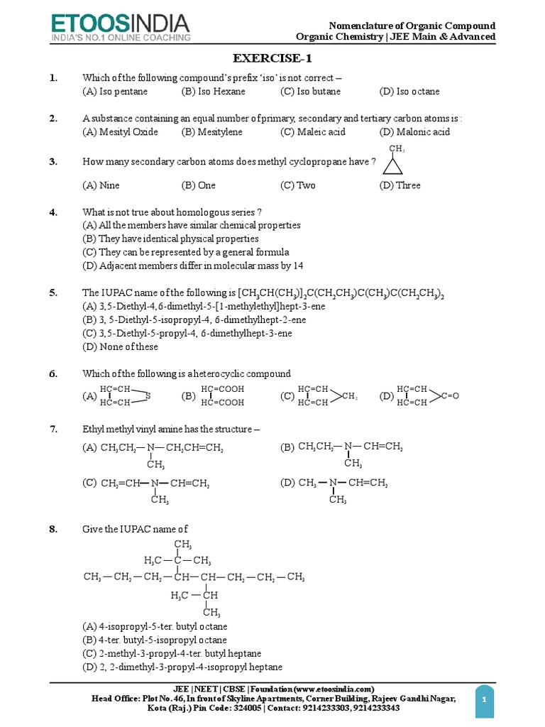 IUPAC Nomenclature_JEE TSC.pdf | PDF | Alkane | Chemistry