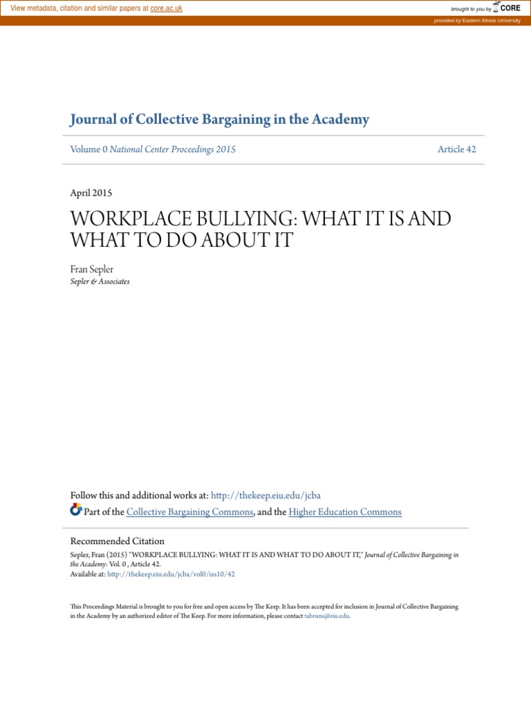 Handout Workplace Bullying | PDF | Bullying | Workplace Bullying