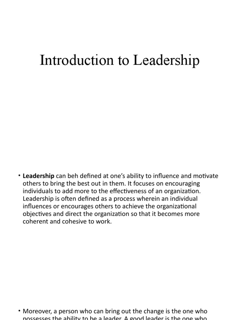 Introduction To Leadership | PDF | Leadership | Communication