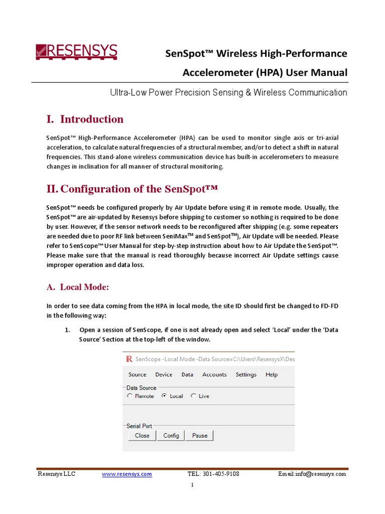 High Performance Accelerometer User Manual v1.2 | PDF | Accelerometer | Computing