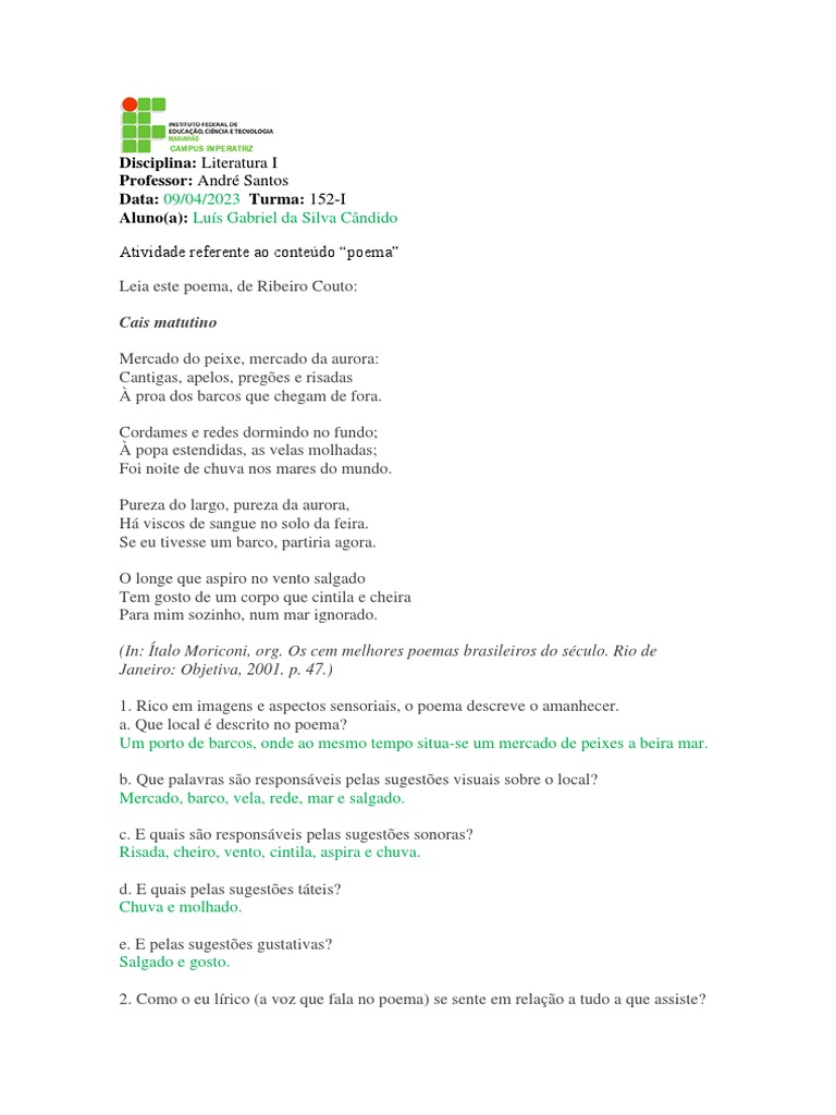 Atividade Poema - Luís Gabriel Da Silva Cândido | PDF | Sílaba