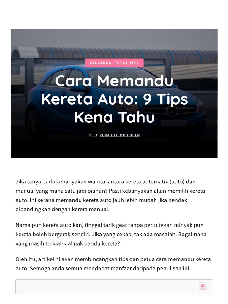 Panduan Pandu Kereta Auto | PDF