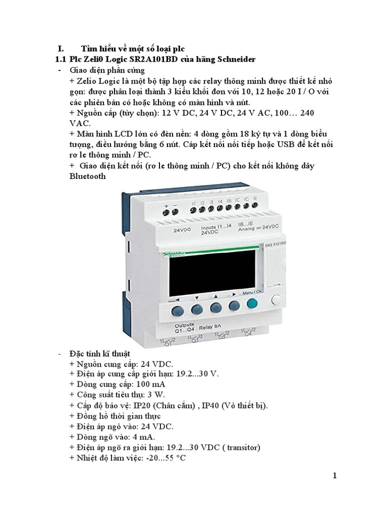 I. Tìm hiểu về một số loại plc 1.1 Plc Zeli0 Logic SR2A101BD của hãng Schneider - Giao diện phần ...