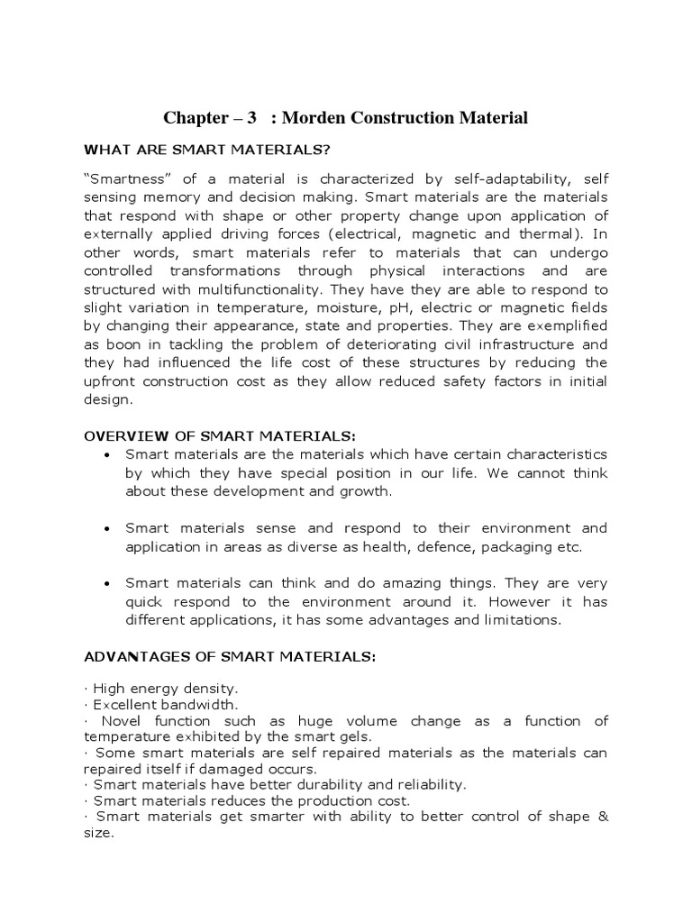 Overview of Smart Materials | PDF | Shape Memory Alloy | Piezoelectricity