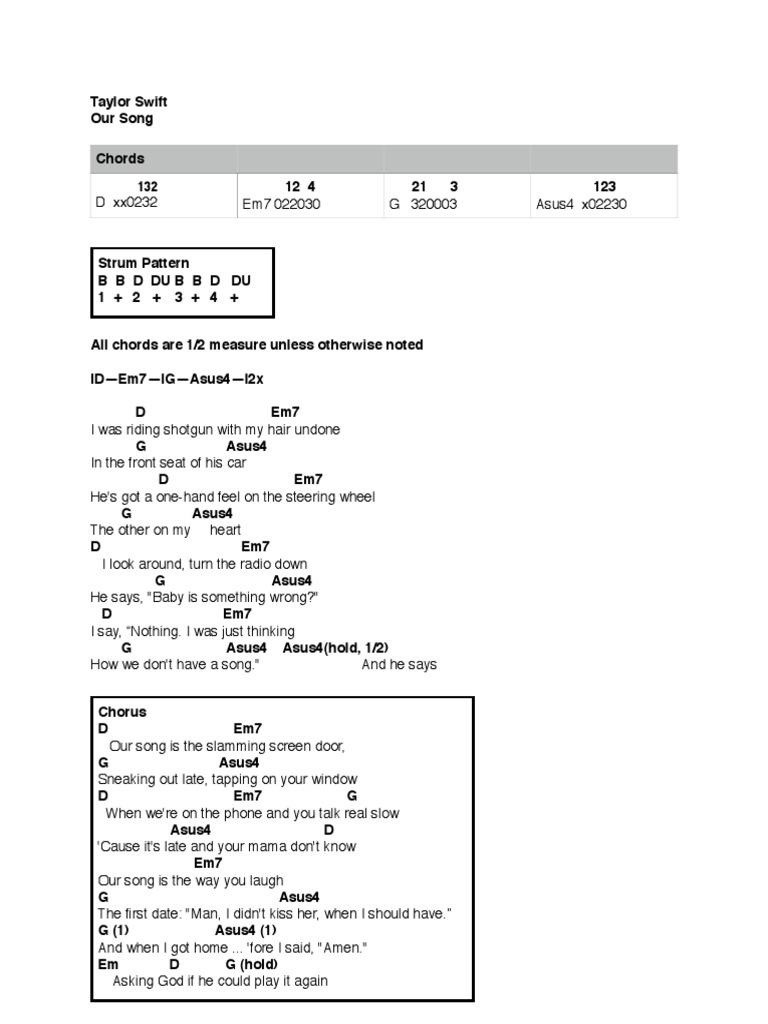 Our Song Chords | PDF