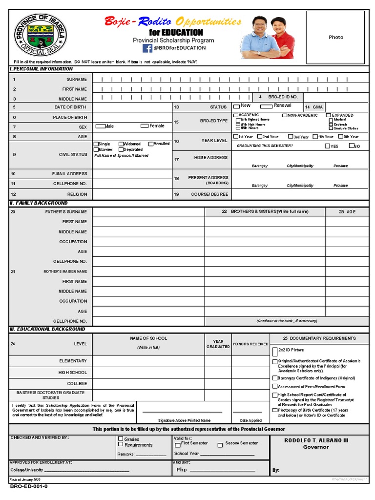 BRO-Ed Application Form | PDF