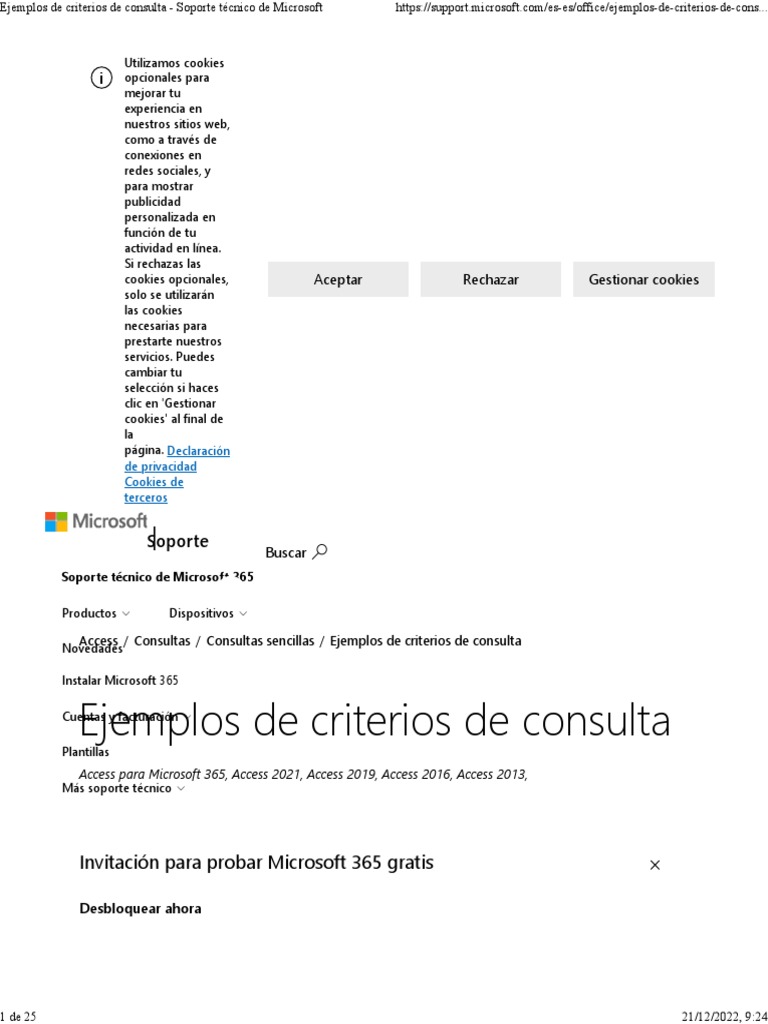 Ejemplos de Criterios de Consulta | PDF | Cookie HTTP | acceso Microsoft