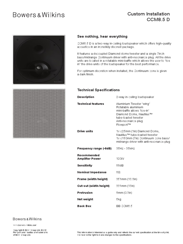 CCM8 5 D Information Sheet | PDF | Loudspeaker | Sound