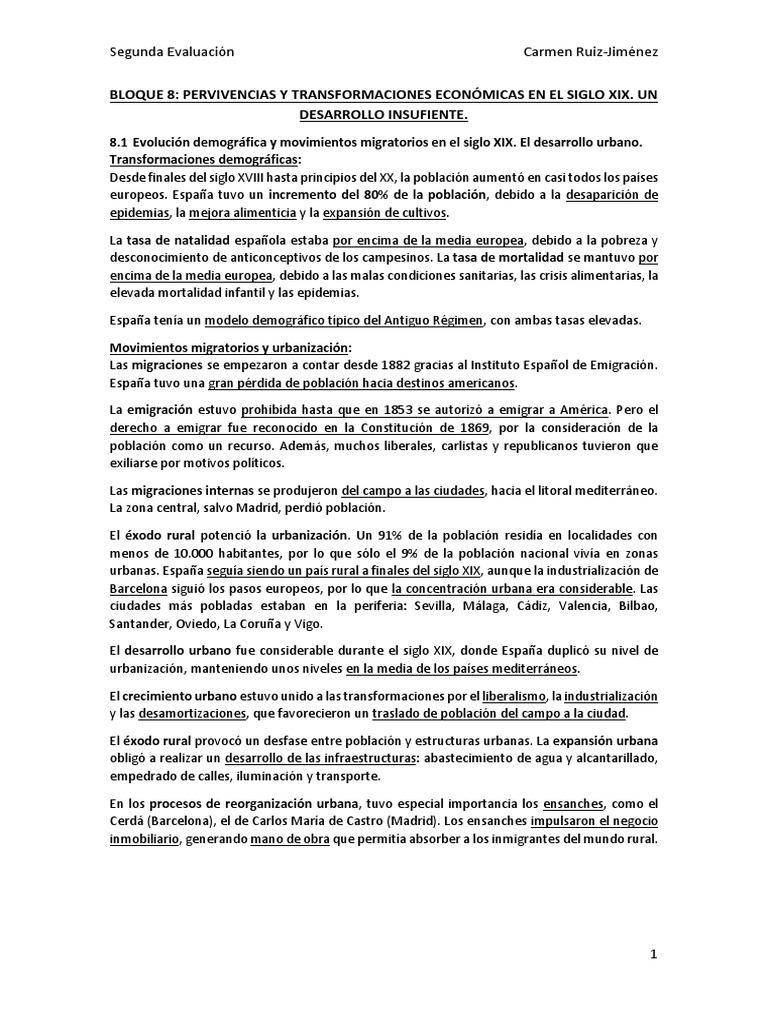 Bloque 8 historia de españa | PDF | España | Revolución industrial