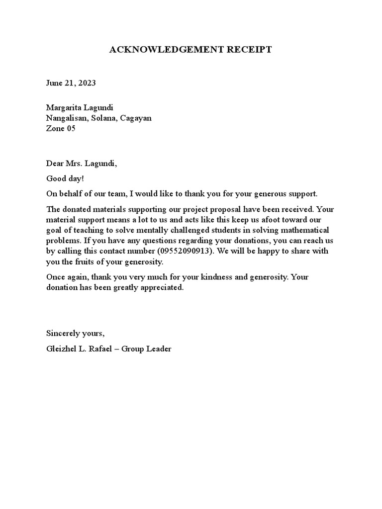 Acknowledgement Receipt | PDF