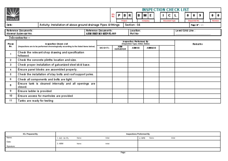 4.ICL-INSTALLATION OF GRP WATER TANKS | PDF | Materials | Civil Engineering