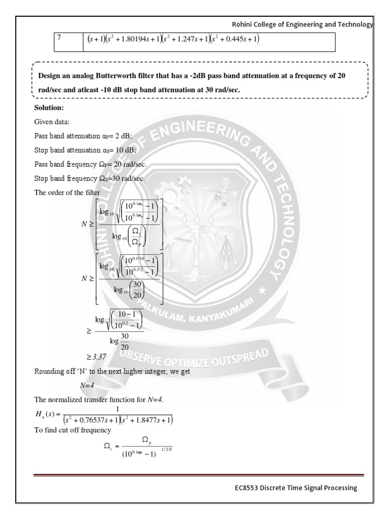 Rohini 39690128392 | PDF | Filter (Signal Processing) | Low Pass Filter