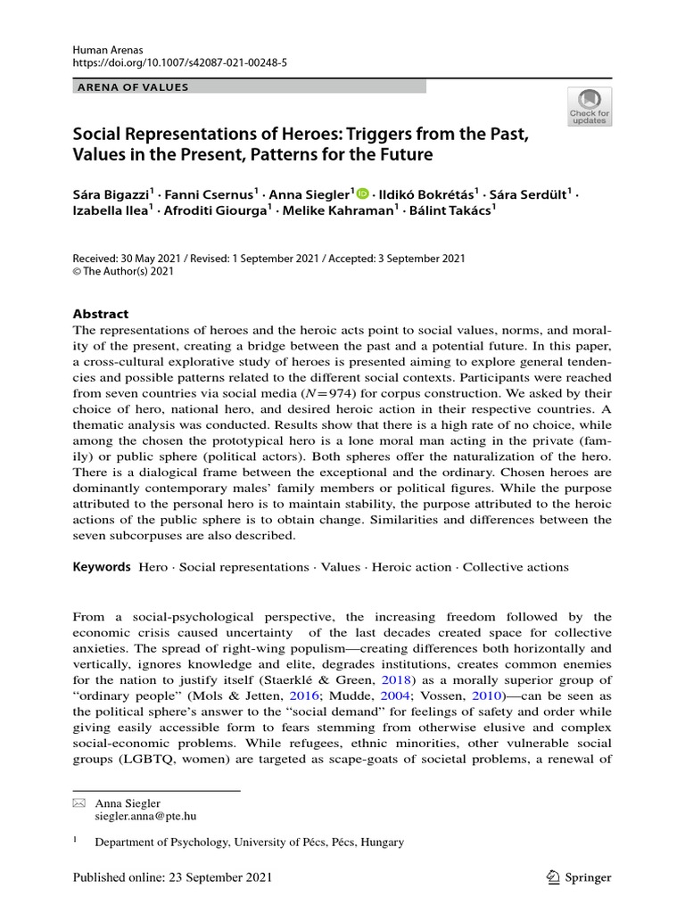 Bigazzi Etal. Social Representations of Heroes Trigger | PDF | Hero ...