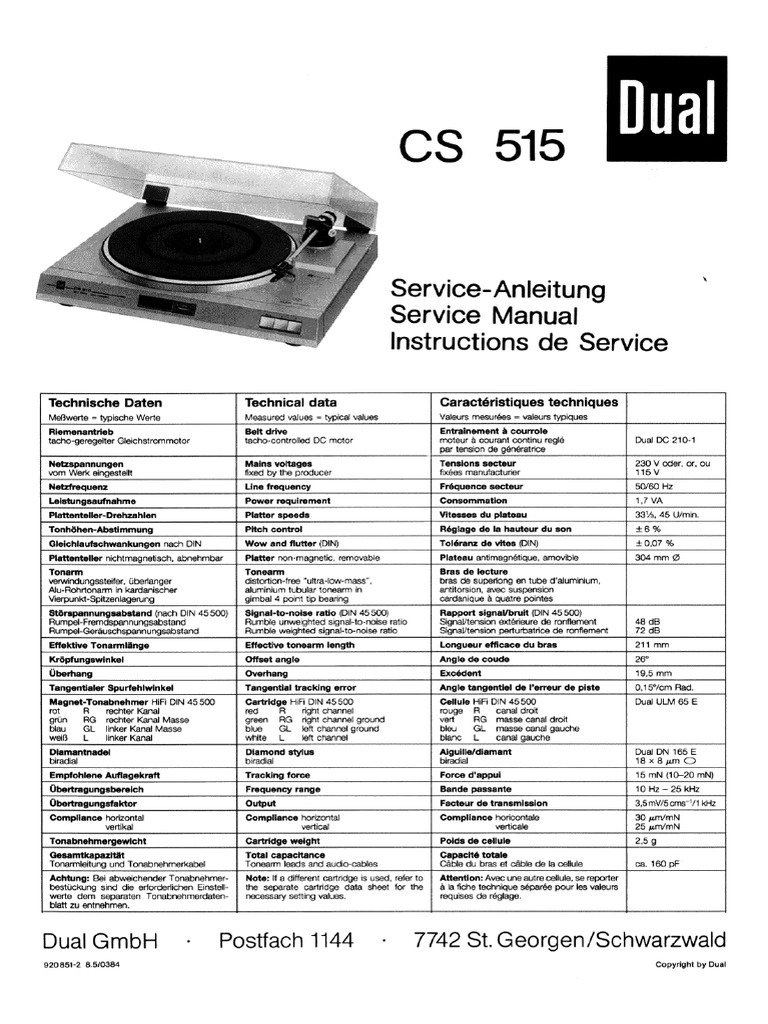 dual_cs515_turntable | PDF