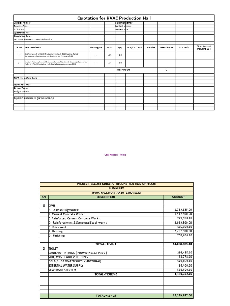 BOQ-Hvac Hall -24.06.23 Final | PDF | Concrete | Screw