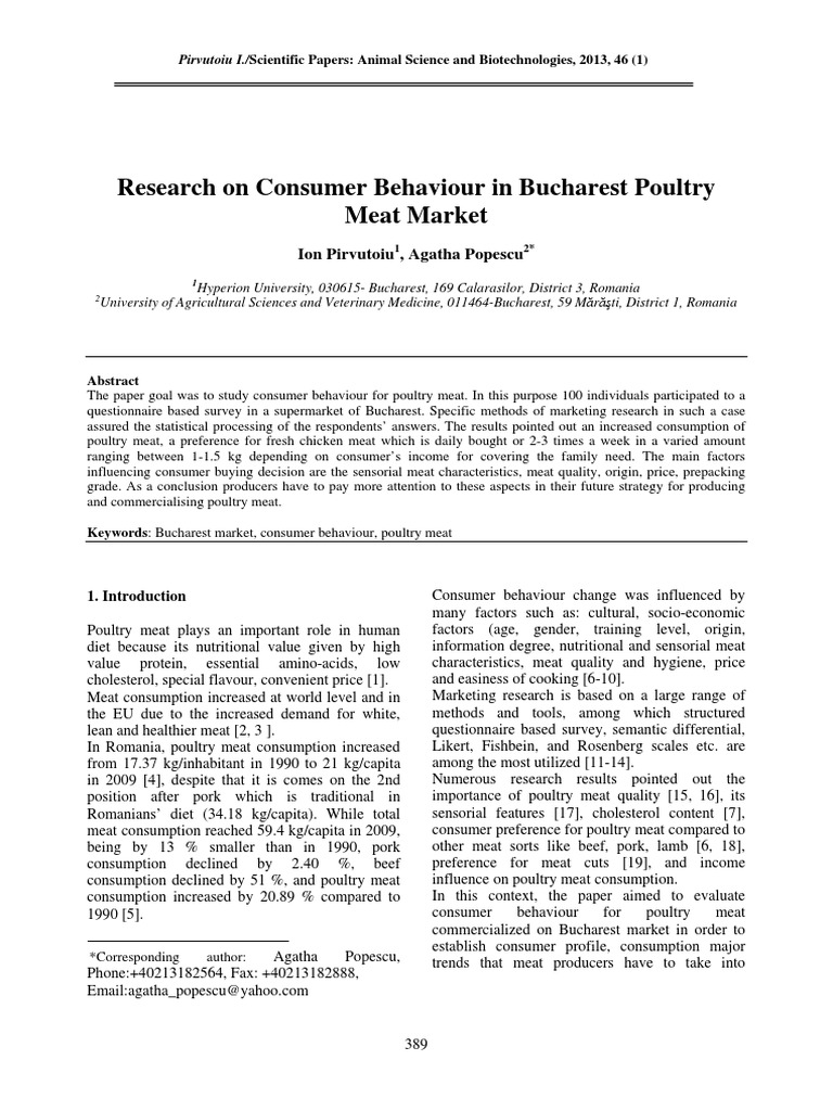 Research On Consumer Behaviour Poultry Meat Market Pdf Meat