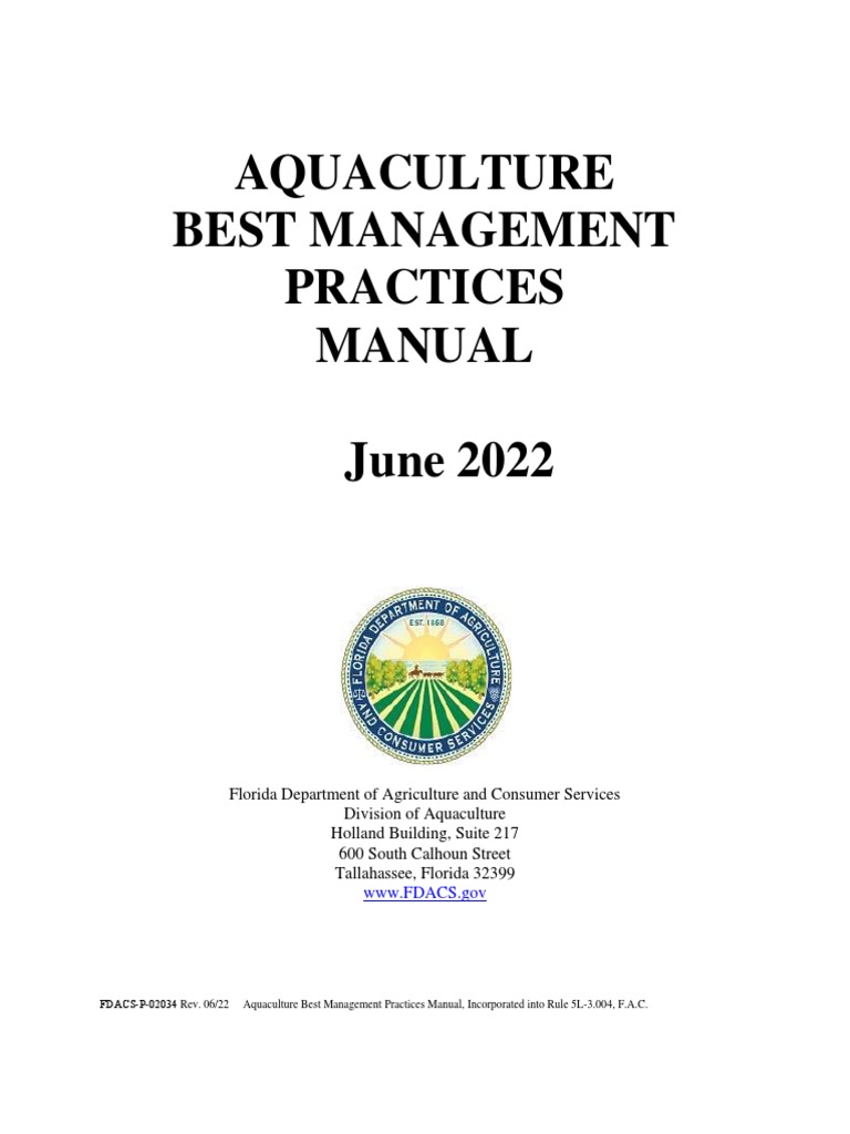 Aquaculture BMP Manual | PDF | Clean Water Act | Sewage Treatment