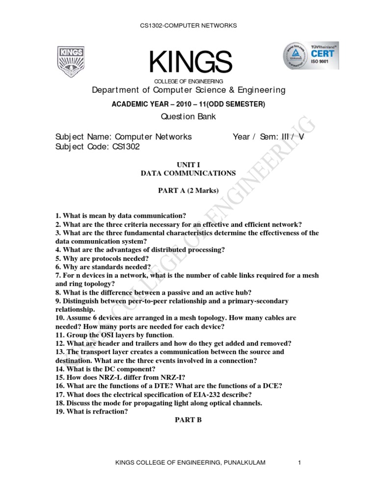 Kings: Department of Computer Science & Engineering | PDF | Routing ...