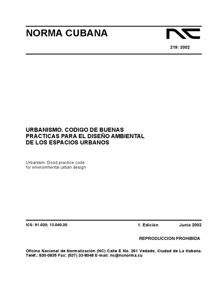 NC 219 Urbanismo | PDF | Cuba | Entorno natural