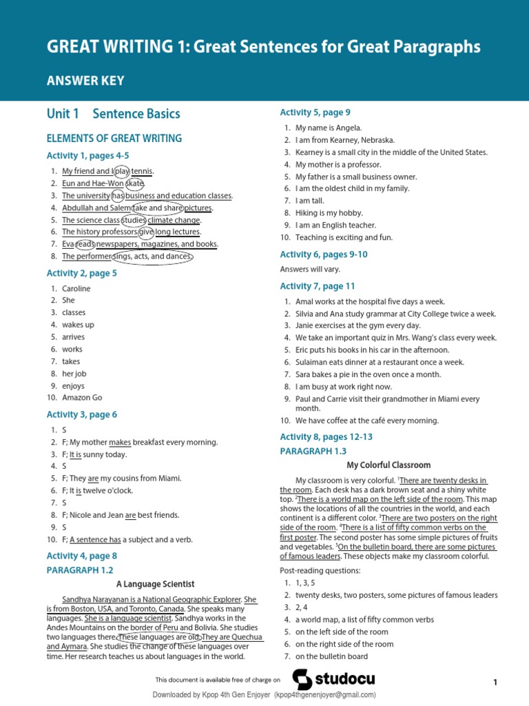 Great Writing 1 (Fifth Edition) (Keith S. Folse, Elena Vestri, David ...