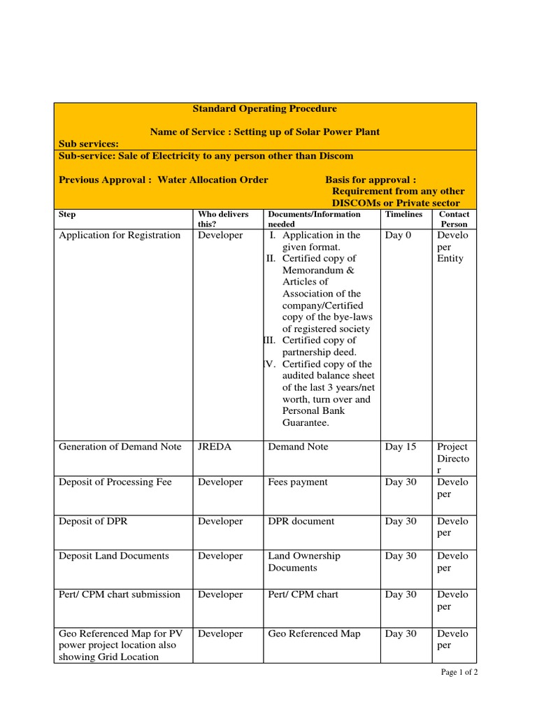 Sop Setng Solar Power Plant Discm | PDF | Solar Power | Power (Physics)