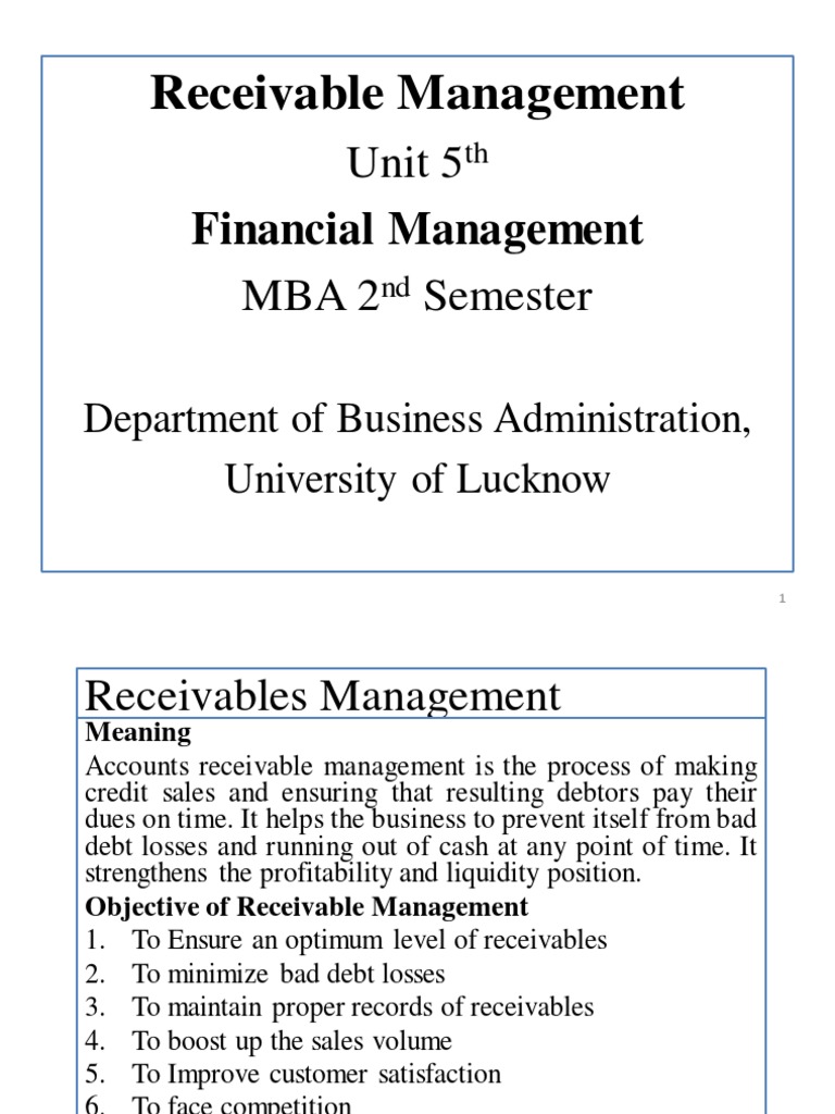FM5.2 Receivable Management | PDF | Credit | Finance & Money Management