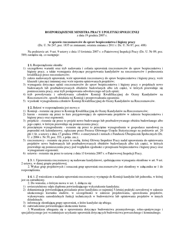 Rzeczoznawcy BHP | PDF