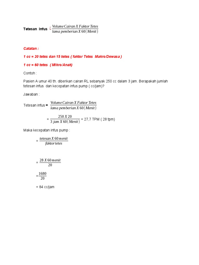 Perhitungan Infus dan Dosis Obat Medis | PDF