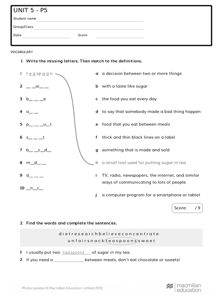 Unit 9 - P5 | PDF | Teaspoon
