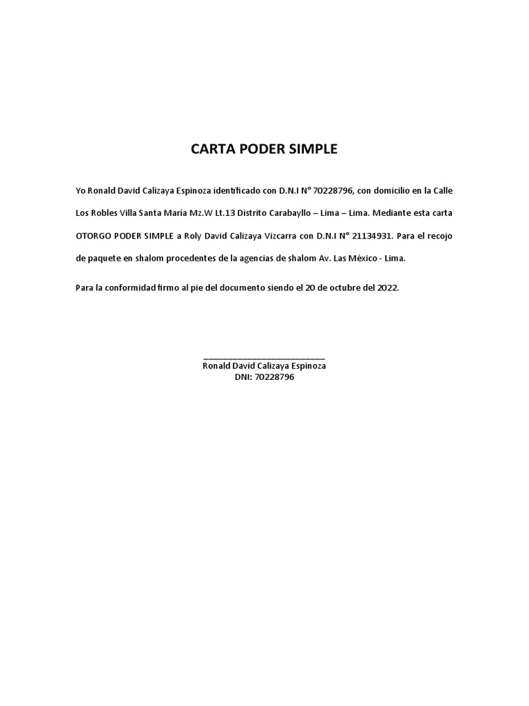 Carta Poder Simple | PDF