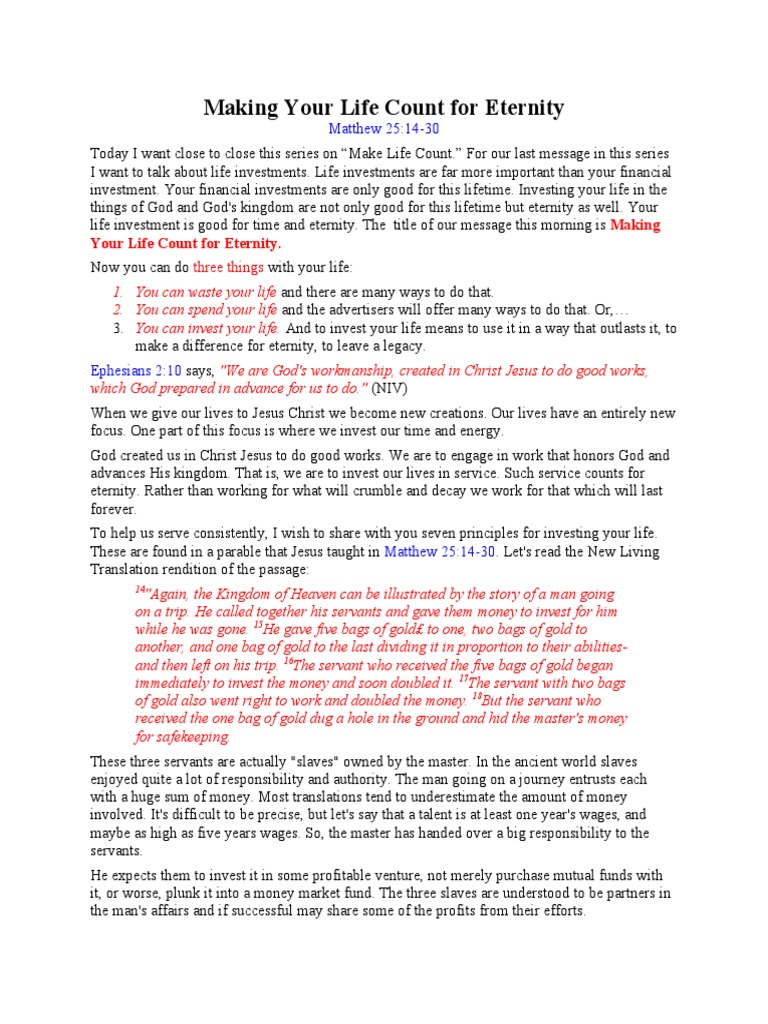 Making_Your_Life_Count_for_Eternity | PDF | Jesus