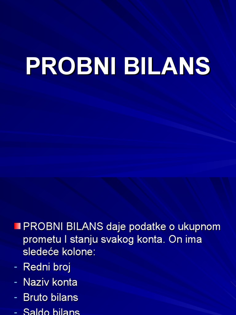 Probni Bilans | PDF