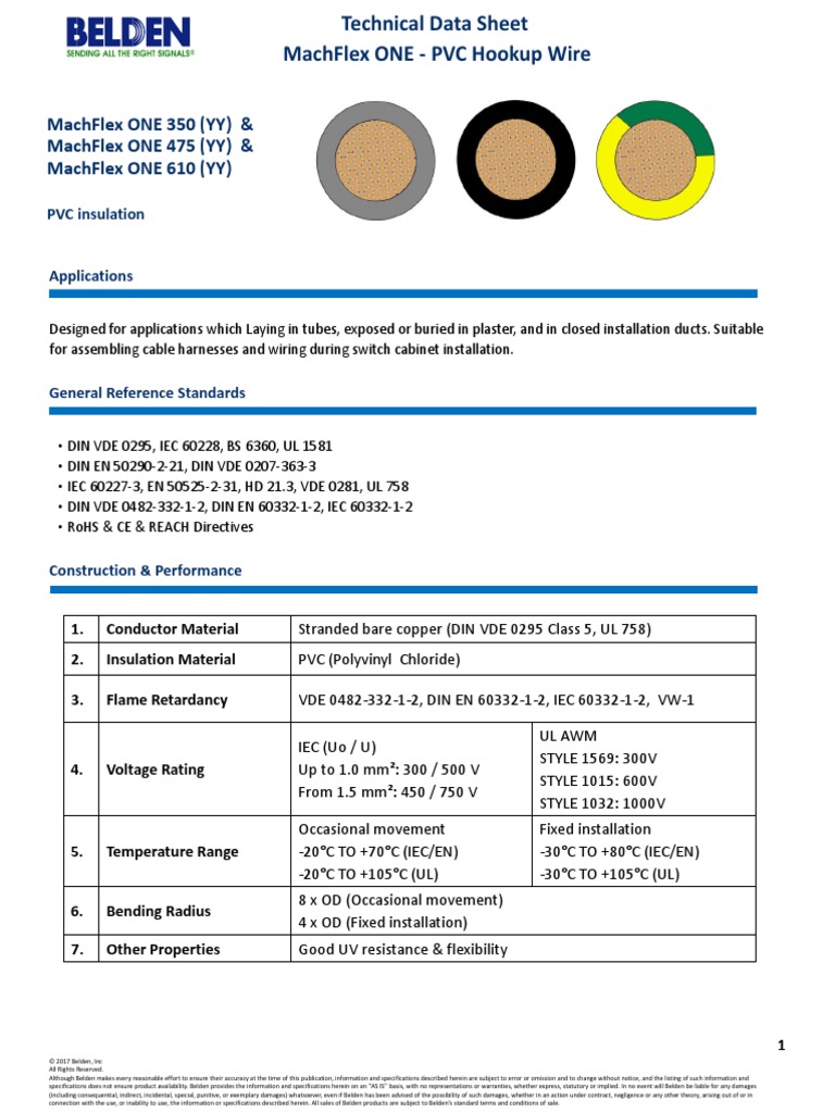 MachFlex - One - PVC Technical Data Sheet | PDF | Electrical Wiring | Wire