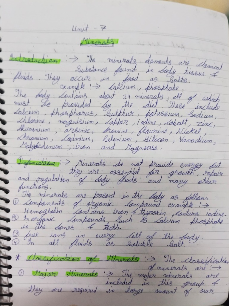 Unit - 7 Minerals Nutrition | PDF