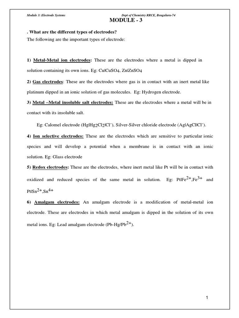 Module-3-Electro Chem PDF | PDF | Ph | Electrochemistry