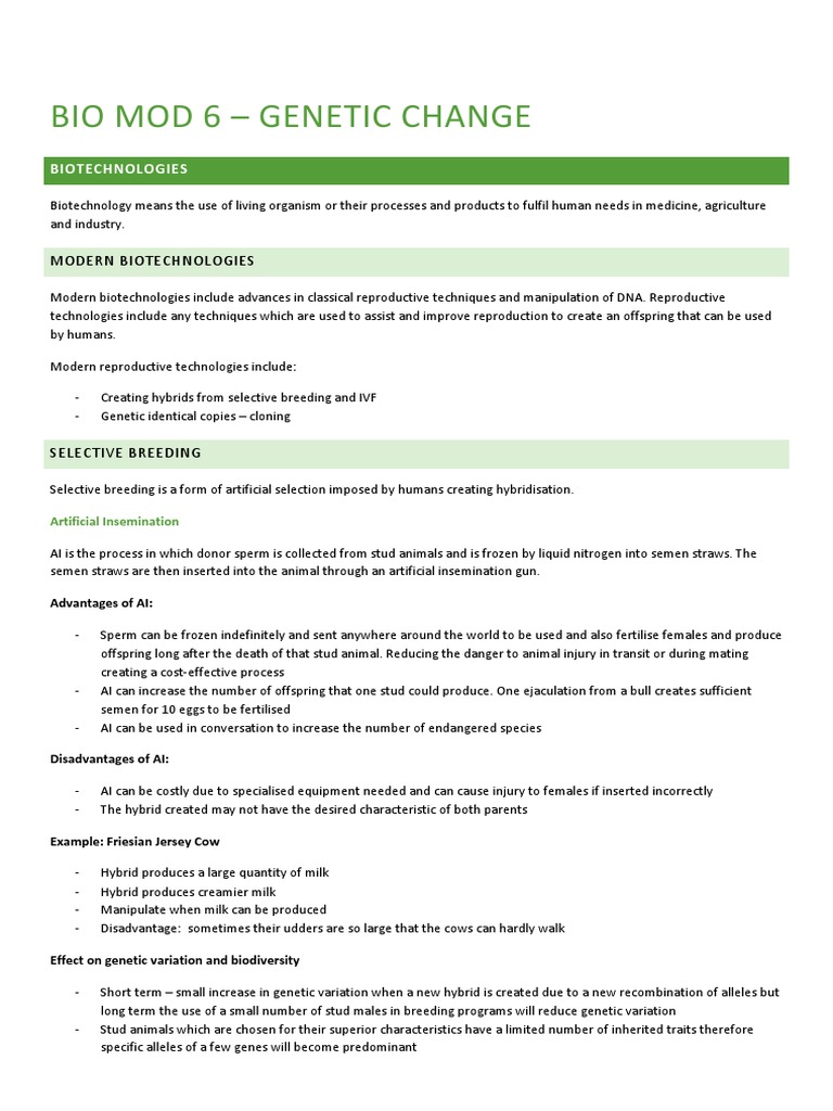 Biology Module 6 Genetic Change Sample | PDF | Cloning | In Vitro ...