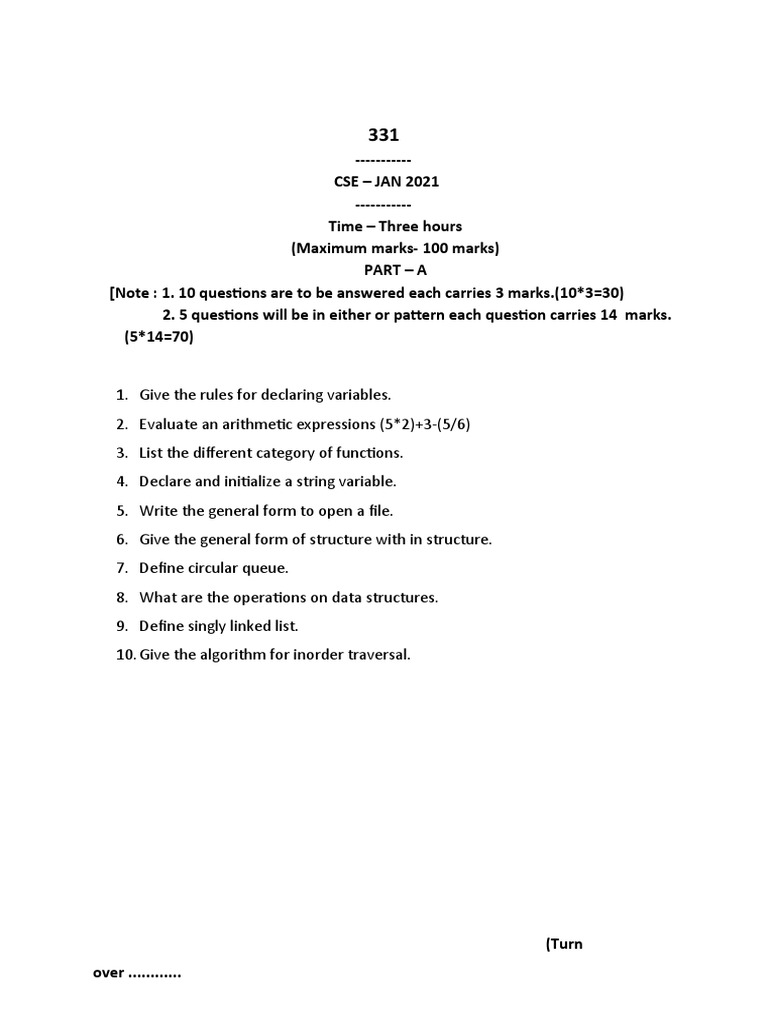 Cp&ds Model Exam Question | Download Free PDF | Pointer (Computer Programming) | Control Flow