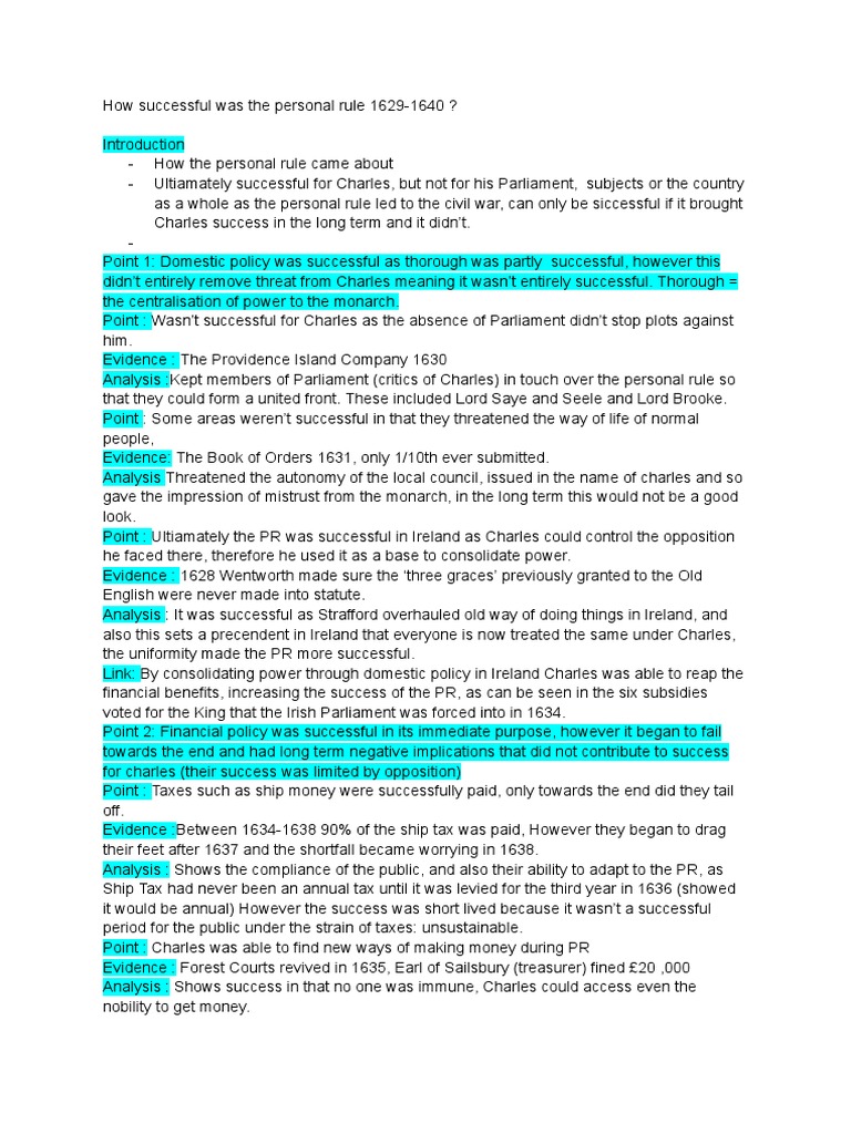How Successful Was The Personal Rule | PDF | United Kingdom | Stuart ...