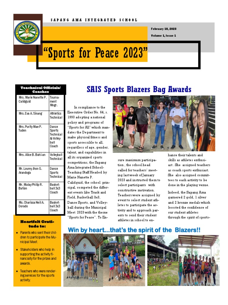 Sapang Ama IS (501880) Sports Program Narrative Report | PDF | Sports ...