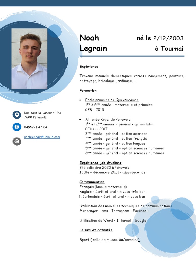 CV Noah Legrain 2021 | PDF