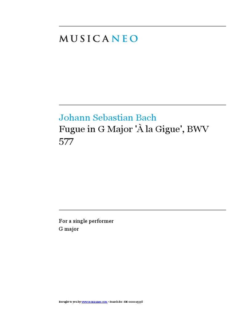 J.S. Bach - BWV 577 - Fuga G-Dur | PDF