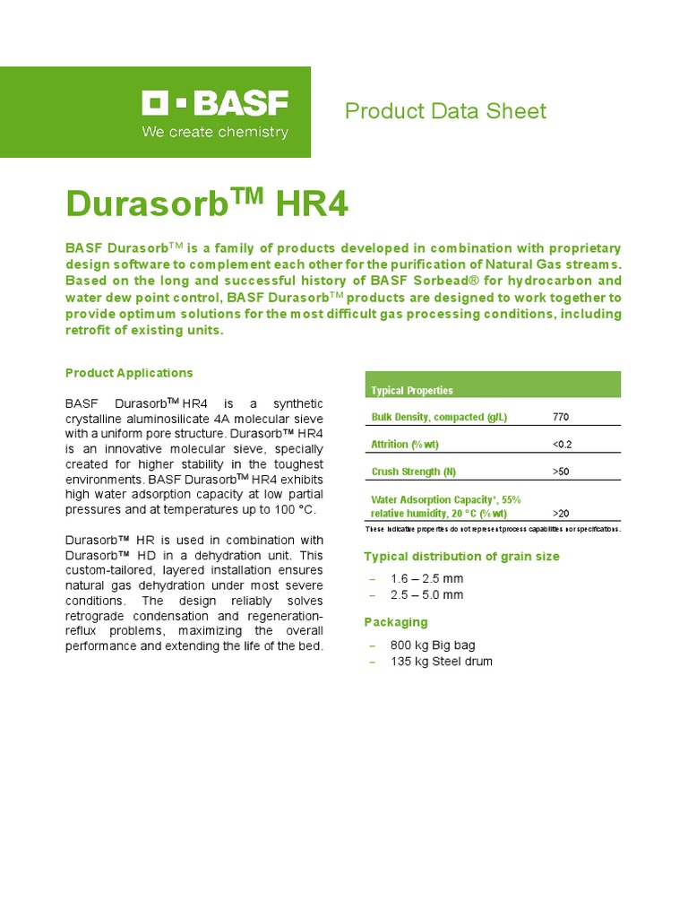 BASF Durasorb-HR4 Datasheet Rev.-2020-10 A4 | PDF | Adsorption ...