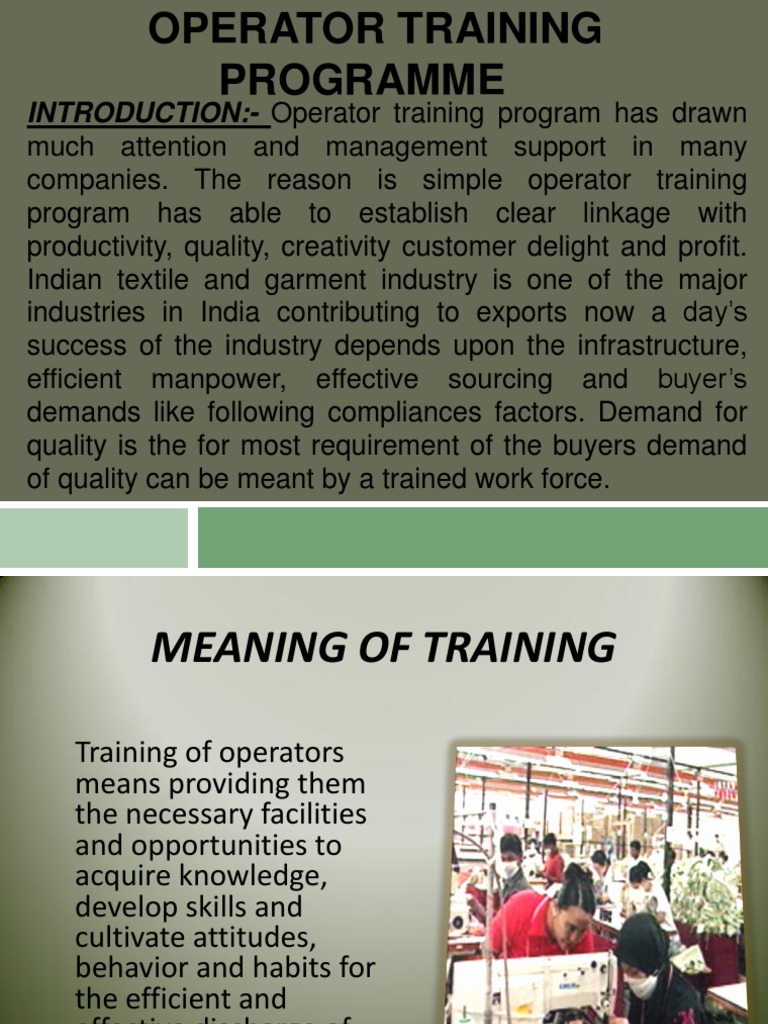 Programme: INTRODUCTION:-Operator Training Program Has Drawn | PDF ...