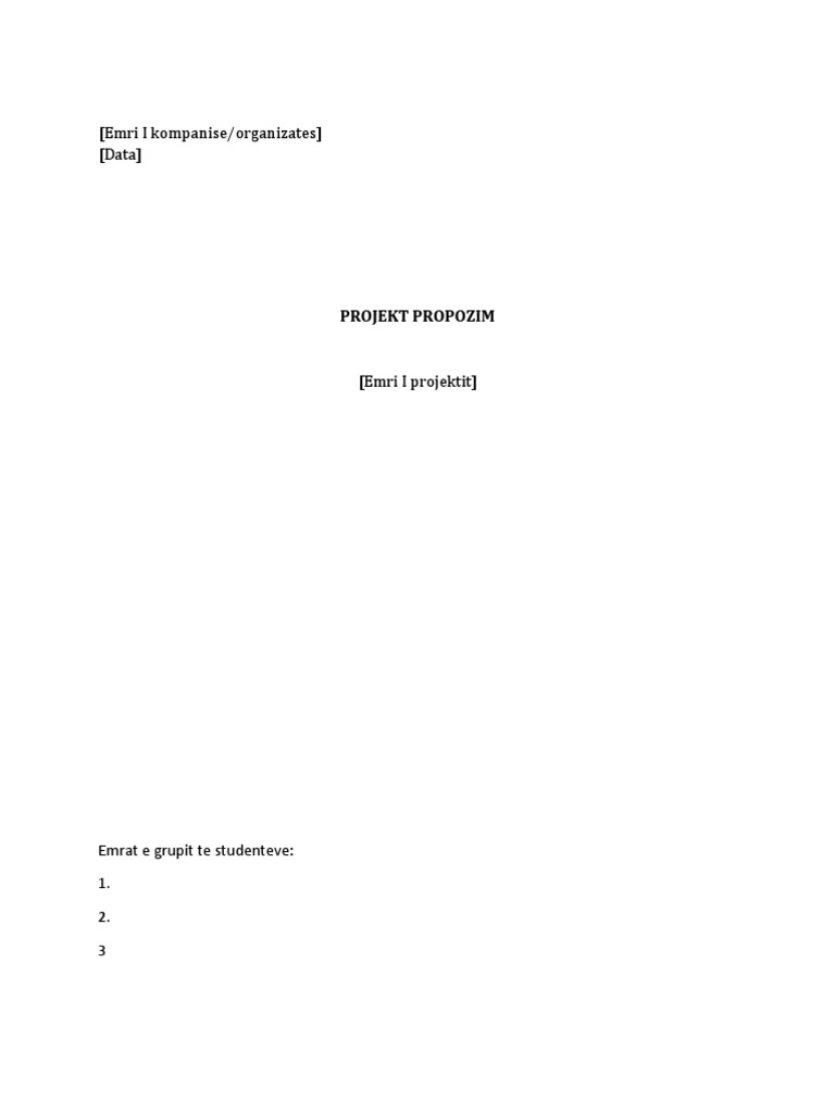 Template - Struktura për Projekt-Propozim, Projekti i Ndërmarrsisë | PDF