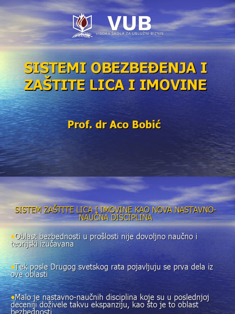 4.godina - Sistemi Obezbjedjenja I Zastite Lica I Imovine | PDF