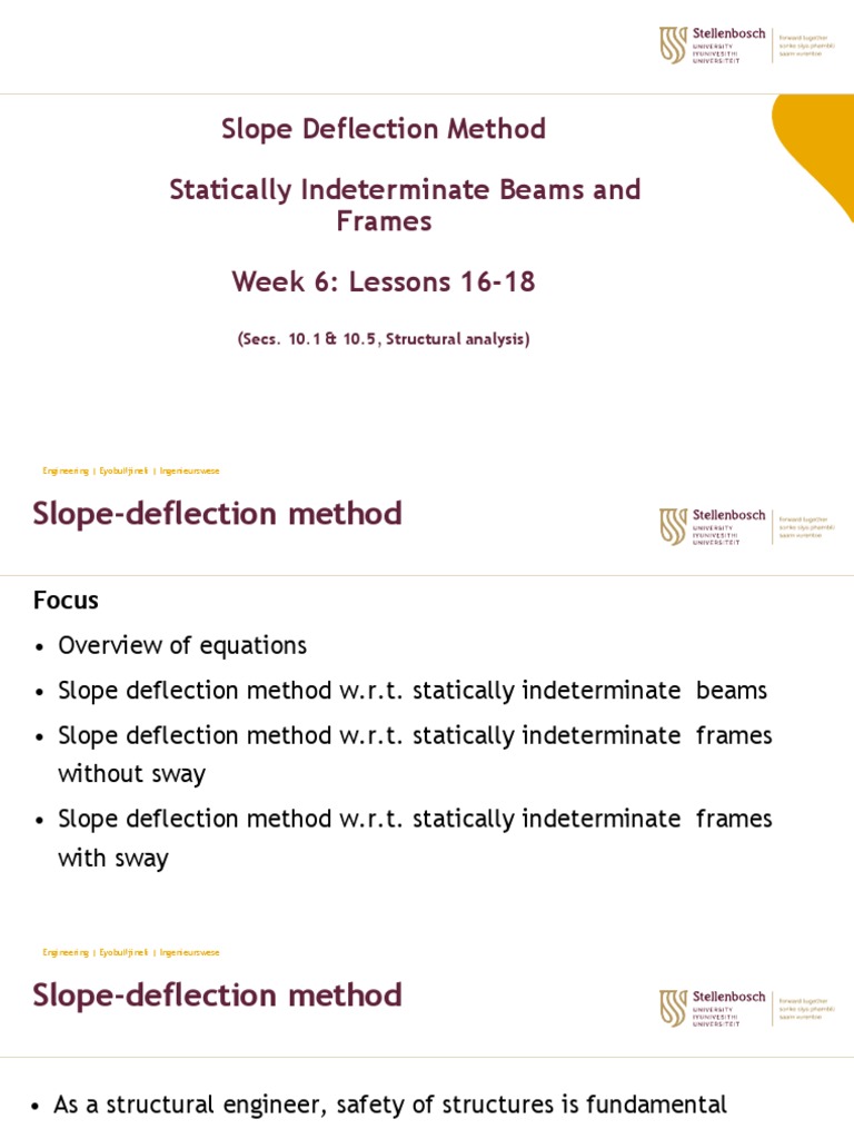 Slope Deflection Method Statically Indeterminate Beams and Frames Week ...